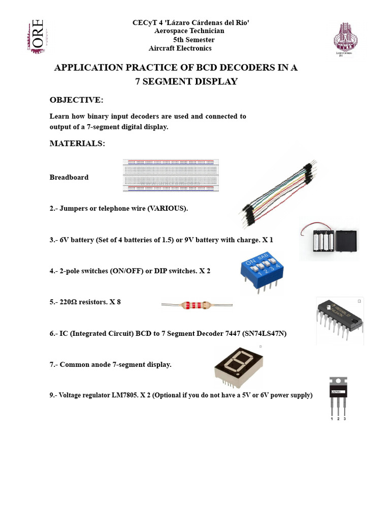 7 SEGMENT DISPLAY PRACTICE WITH DECODER | PDF | Electrical Engineering | Electricity