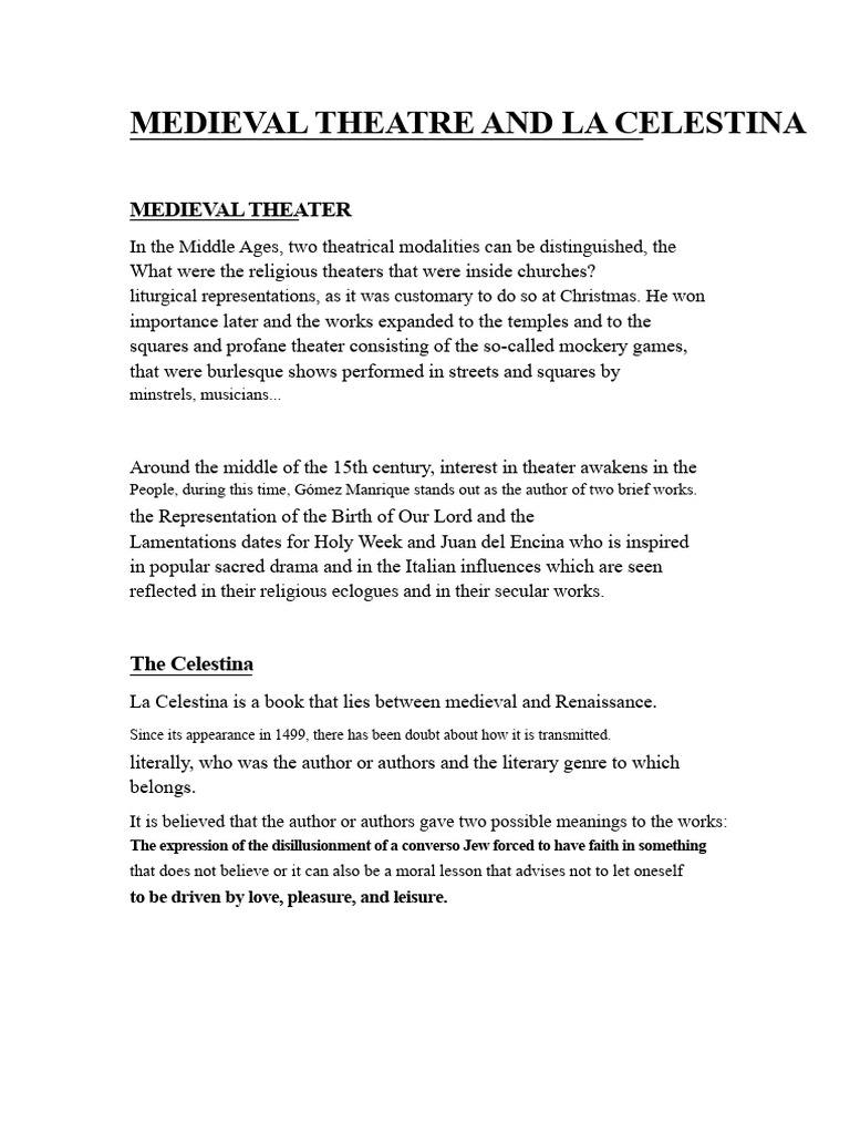 Medieval Theater and La Celestina | PDF