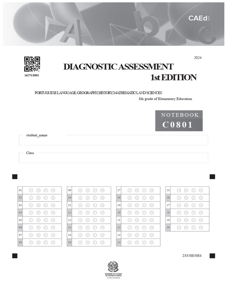 DIAGNOSTIC ASSESSMENT 1st EDITION - 8th Grade of Elementary School | PDF
