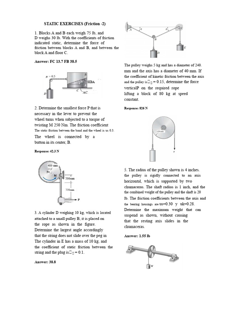 Static Friction Calculations and Forces | PDF | Friction | Force