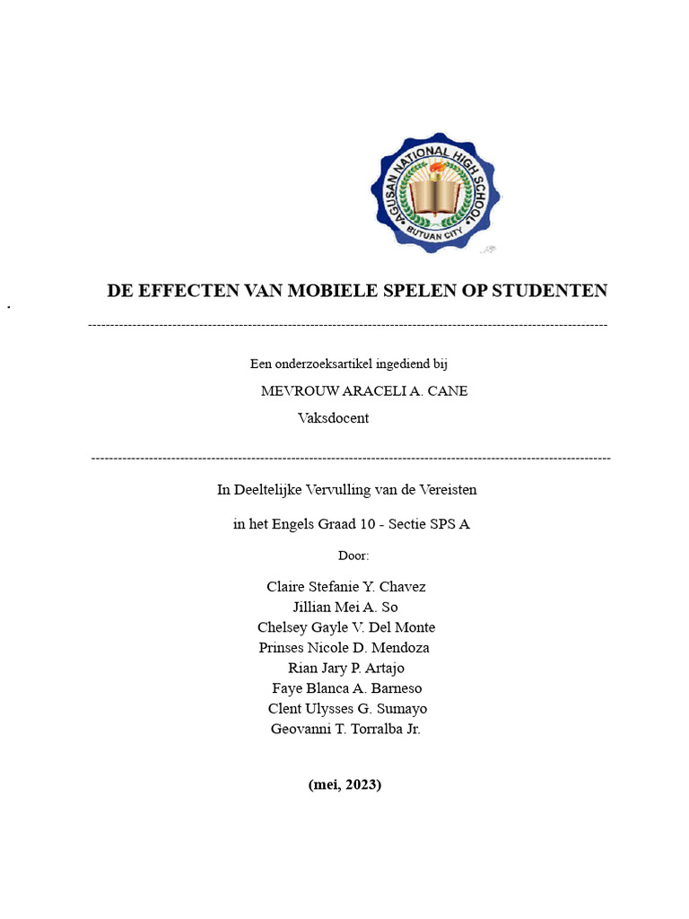De Effecten Van Mobiele Spelen Op Studenten | PDF