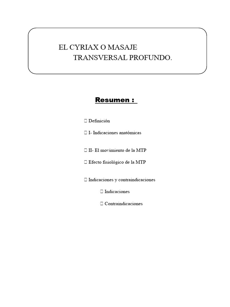 Tema El Cyriax O Masaje Transversal Profundo | PDF | Masaje | Tendón