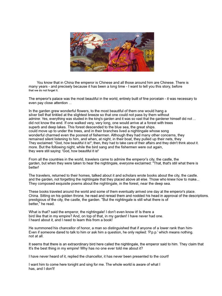 The Nightingale and the Emperor - Andersen | PDF