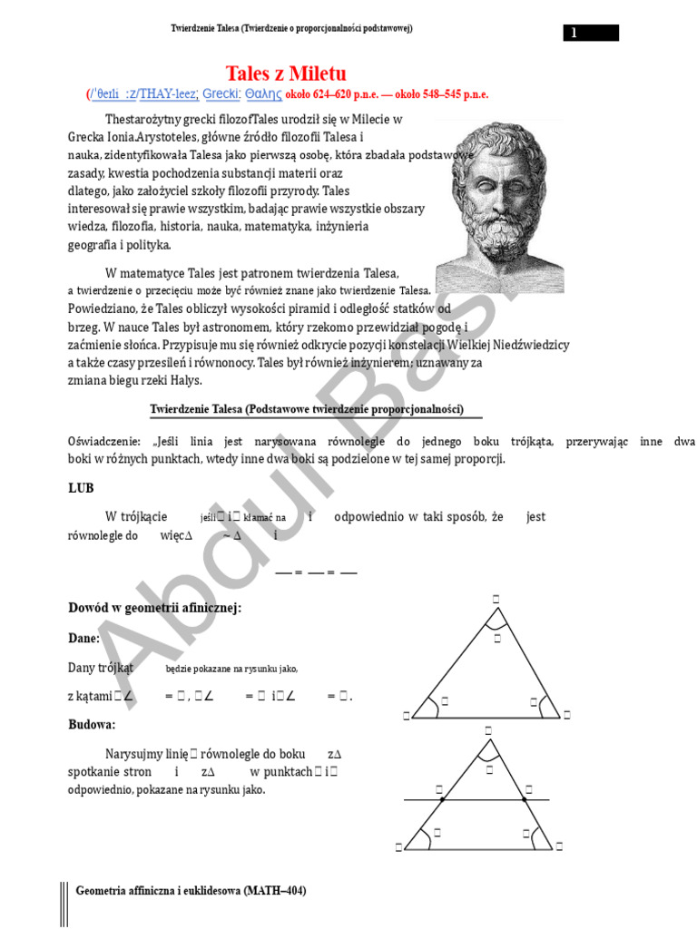 Twierdzenie Talesa | PDF
