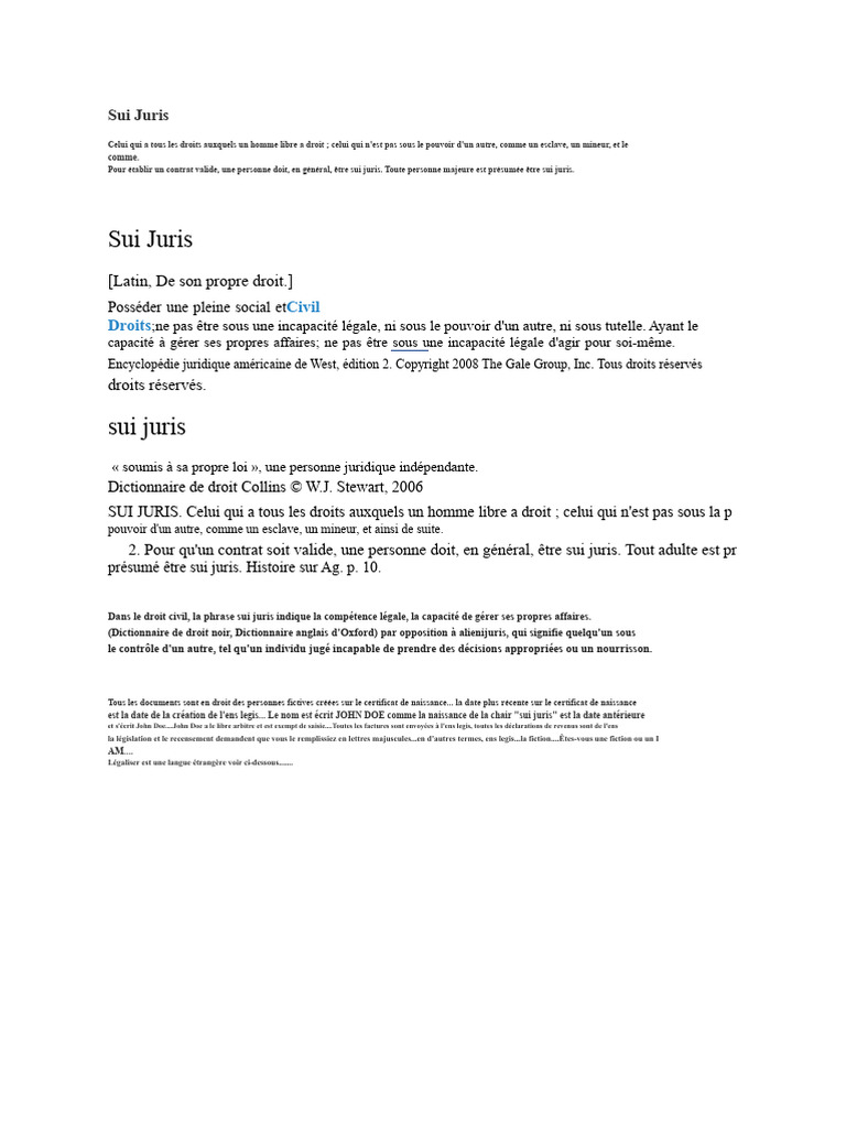 Comprendre le concept de Sui Juris | PDF