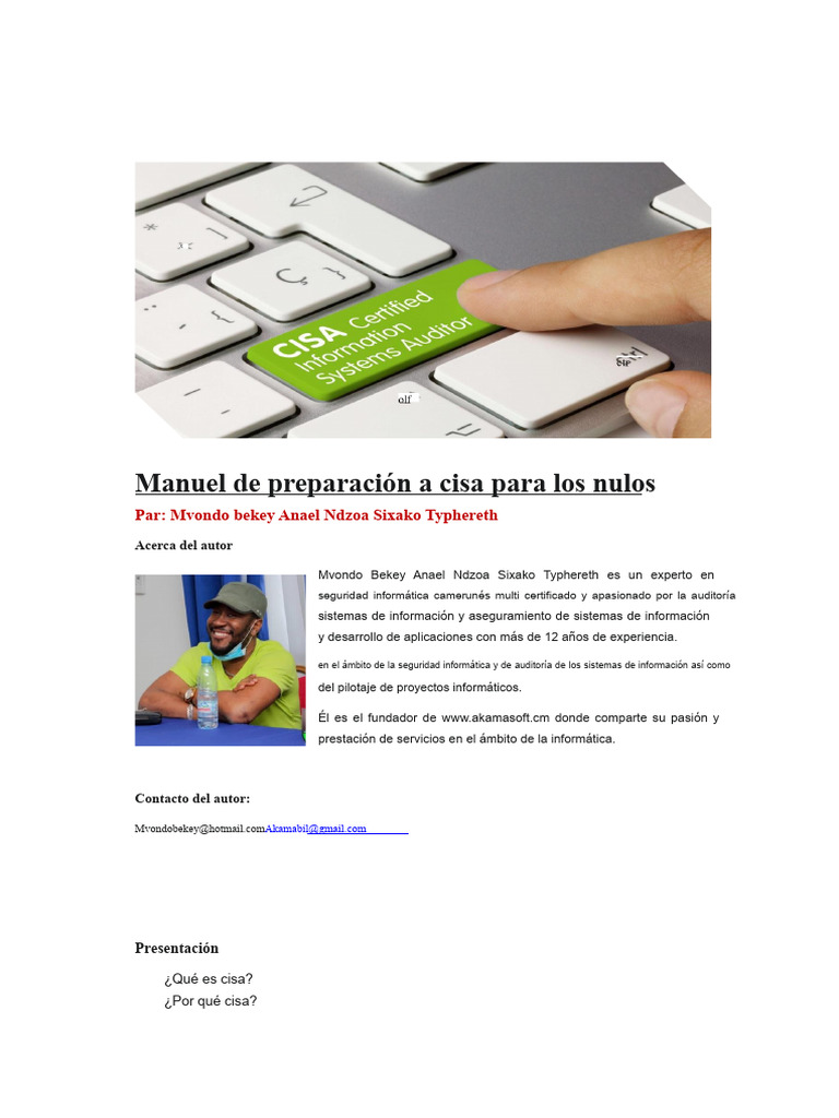 El Manual de Preparación para Cisa Por Mvondo Bekey Anael | PDF ...
