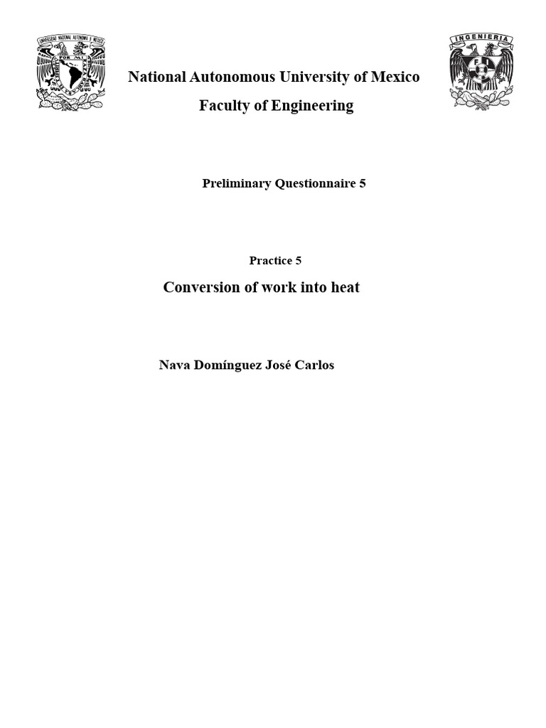 Preliminary Questionnaire 5 Thermodynamics Lab | PDF | Heat | Temperature