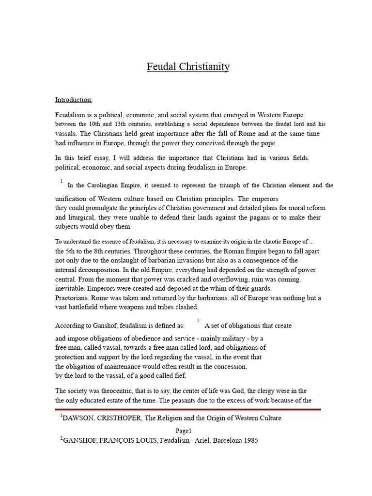 Essay on Feudalism | PDF | Feudalism | Middle Ages