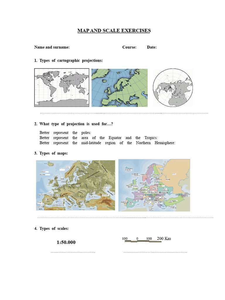 Map and Scale Exercises Guide | PDF