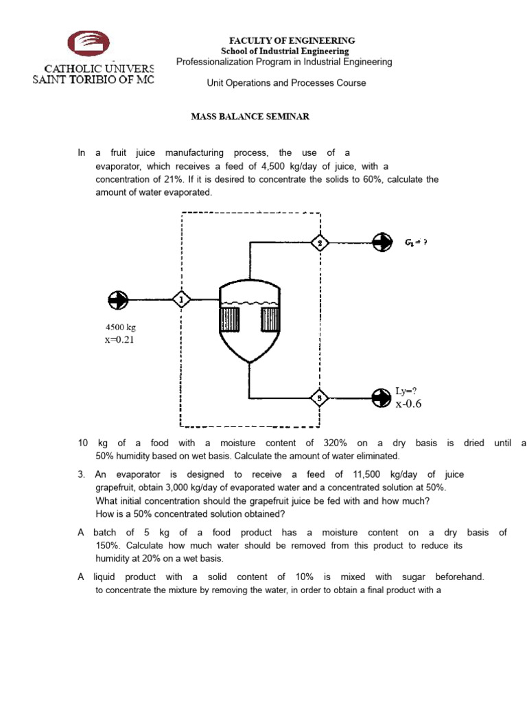 Workshop Unit II Mass Balance | PDF | Juice | Diet & Nutrition