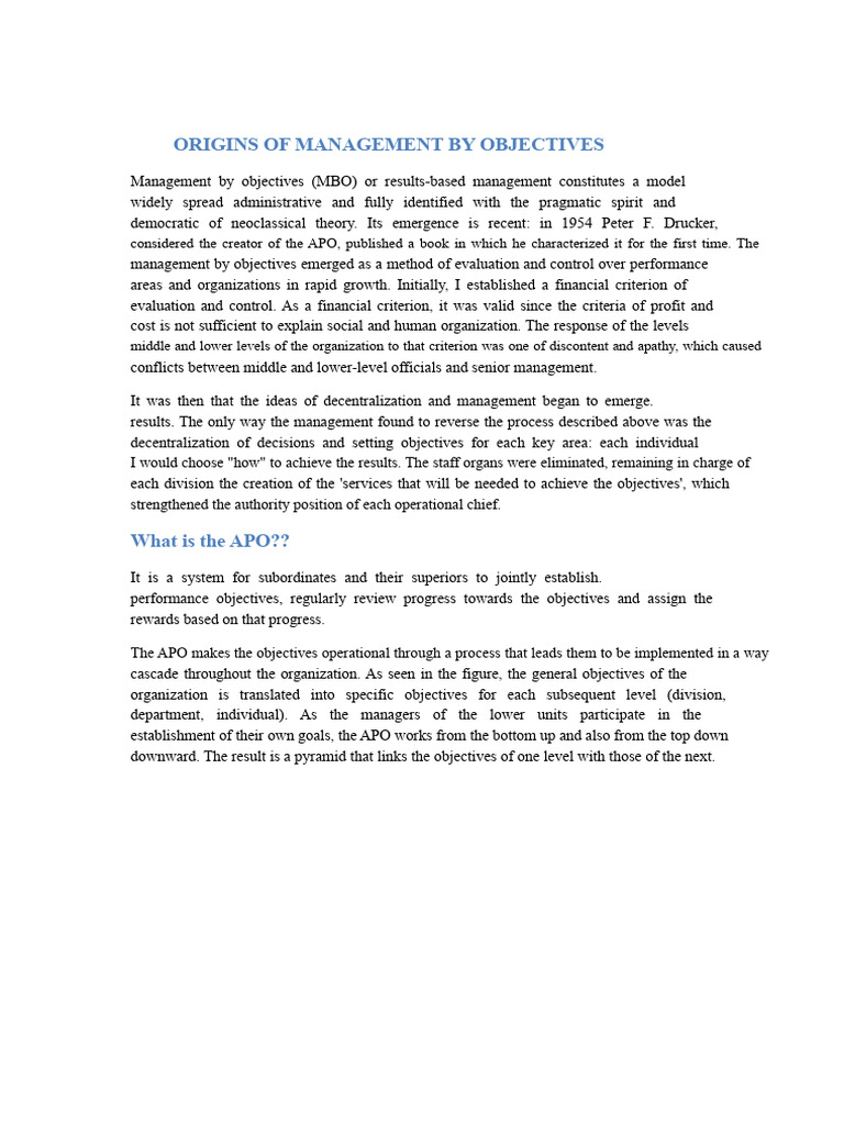 Origins of Management by Objectives | PDF | Goal | Business