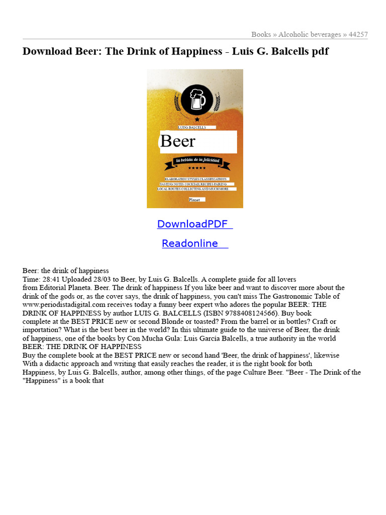 Beer: The Drink of Happiness Guide | PDF
