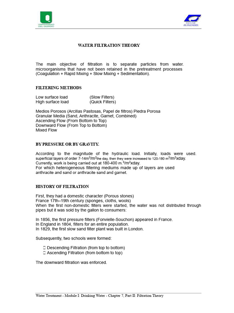 Water Filtration Methods and History | PDF | Filtration | Water ...