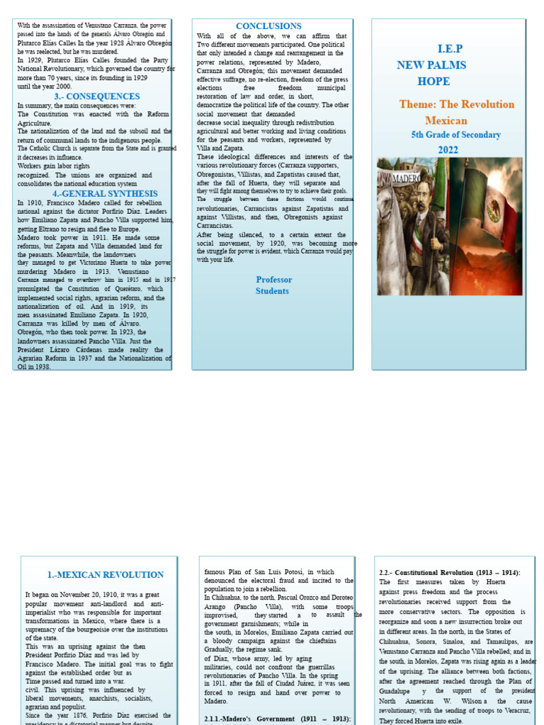 Trifold Mexican Revolution | PDF | United States Wars | Mexican Revolution