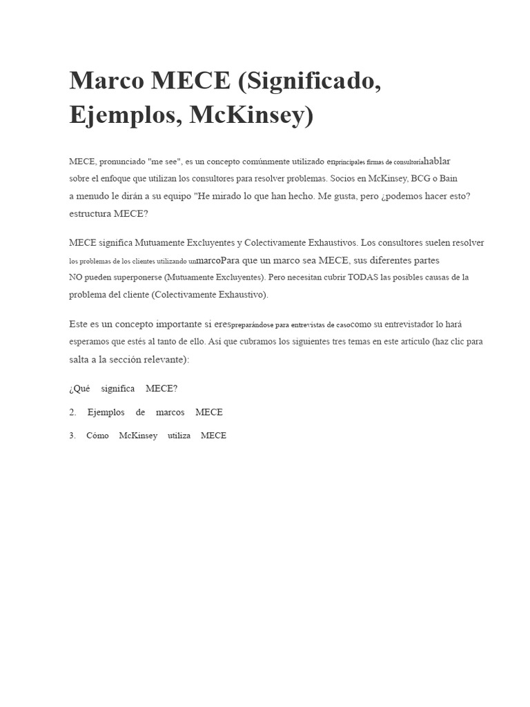 Marco MECE (Significado, Ejemplos, McKinsey) | PDF | Coca Cola