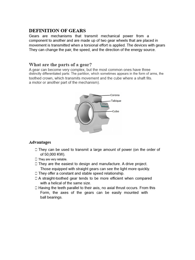 DEFINITION OF GEARS | PDF | Gear | Mechanical Engineering