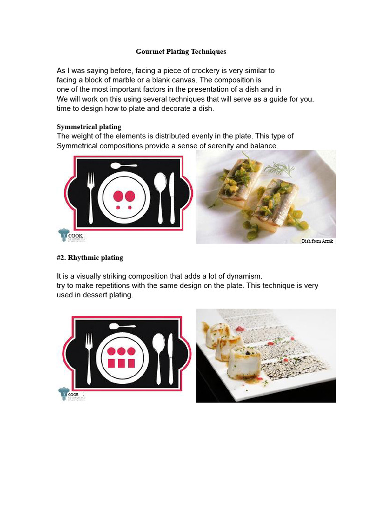 Gourmet Plating Techniques | PDF | Composition (Visual Arts) | Tableware