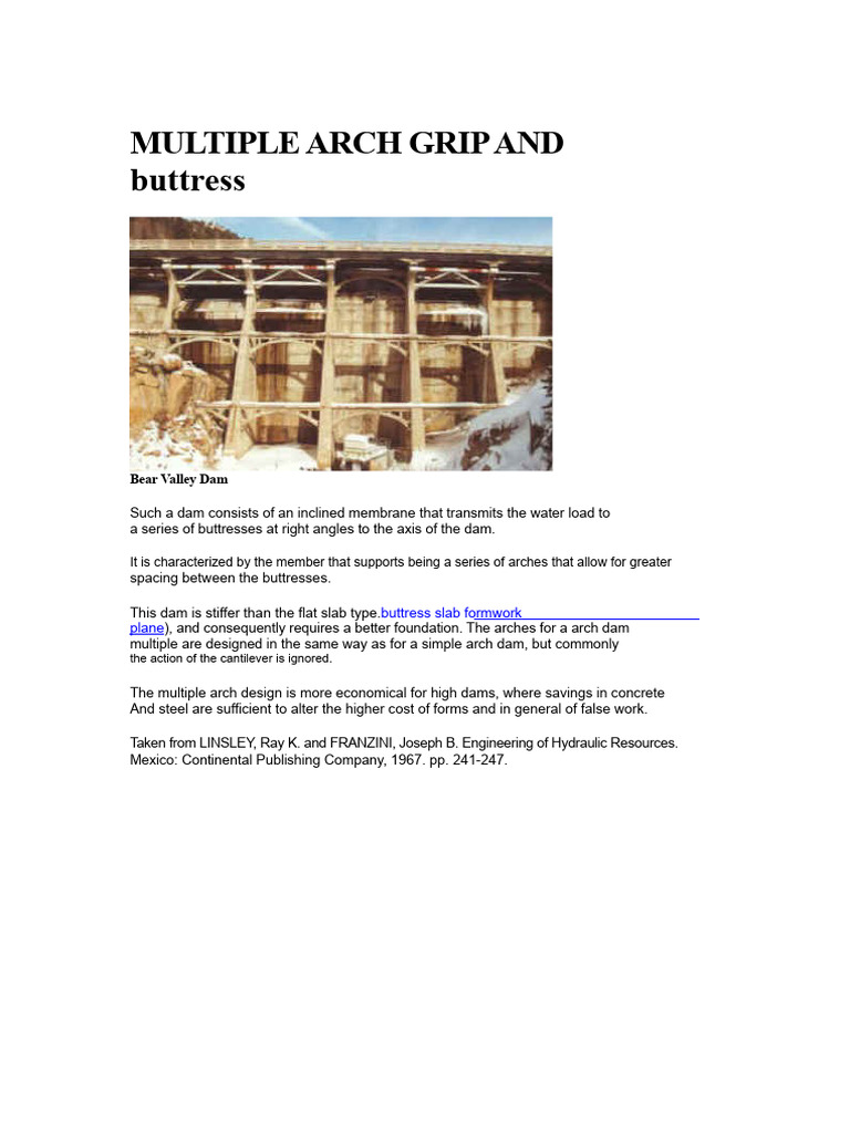 Multiple Arch Dam and Buttress | PDF