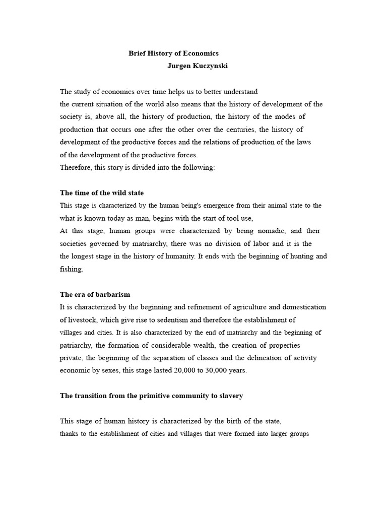 Brief History of Economics | PDF | Capitalism | Slavery
