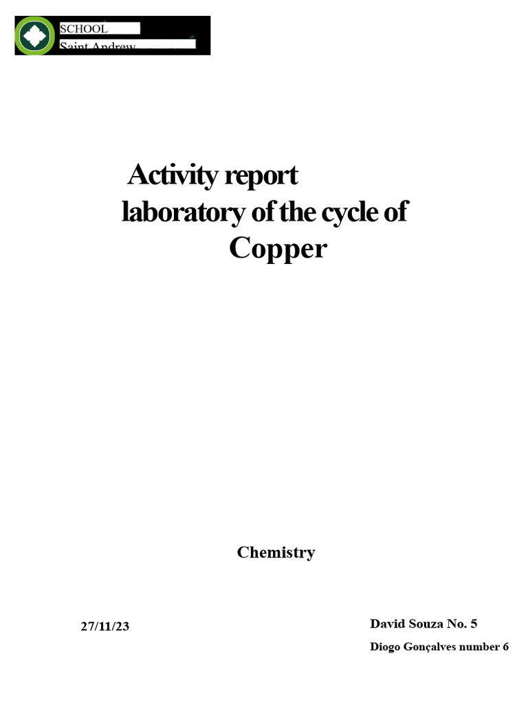 Copper Cycle Laboratory Activity Report | PDF | Nitric Acid | Copper