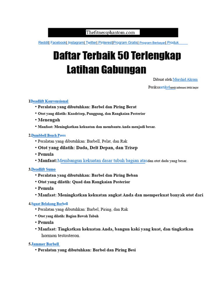 Daftar Latihan Gabungan PDF | PDF