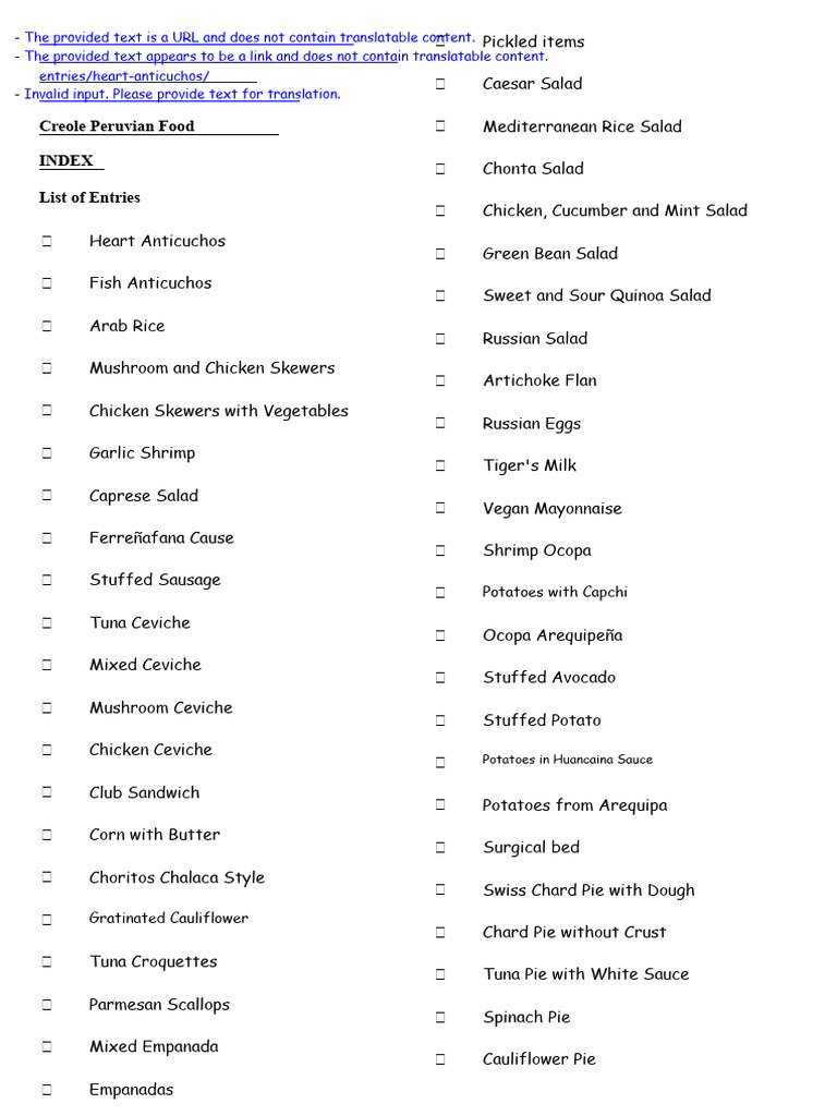 Peruvian Creole Food Recipes | PDF | Salad | European Cuisine