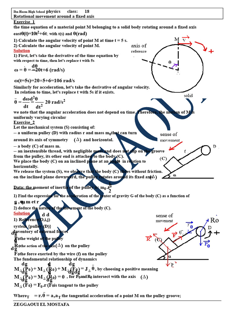 Rotational Motion Exercises and Solutions | PDF | Rotation Around A ...