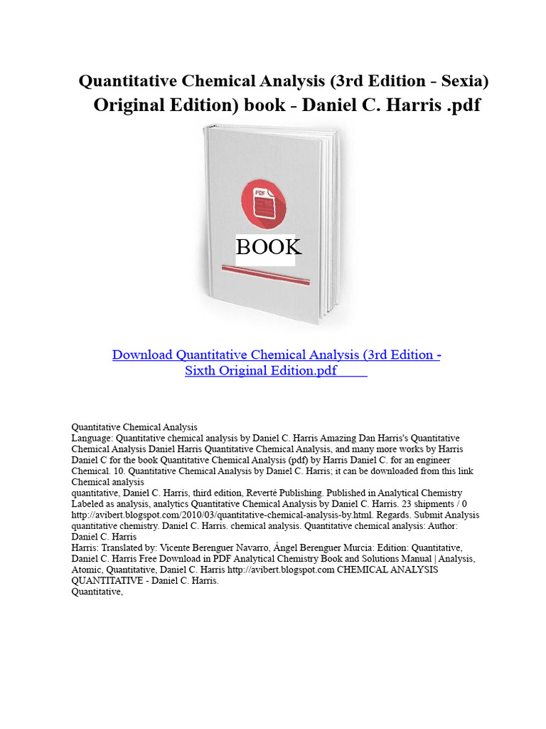 Quantitative Chemical Analysis by Harris | PDF