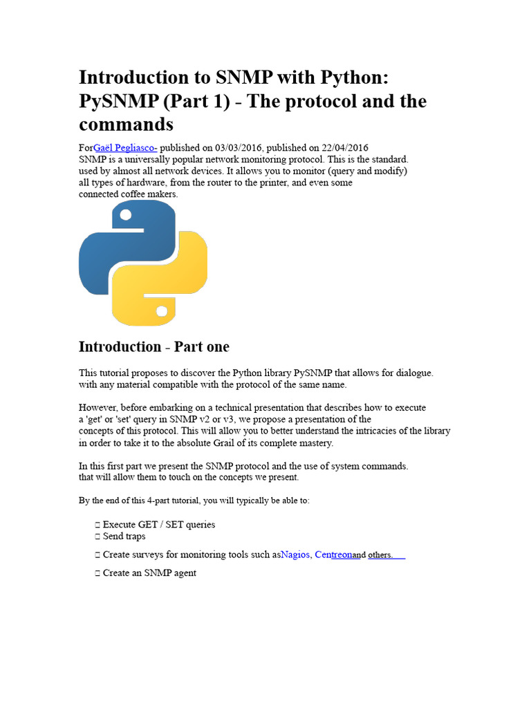 Introduction To SNMP With Python | PDF | Internet Protocols ...