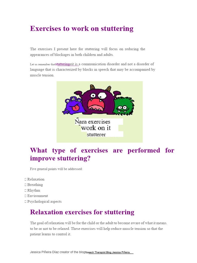 Exercises To Work On Stuttering | PDF | Breathing | Stuttering