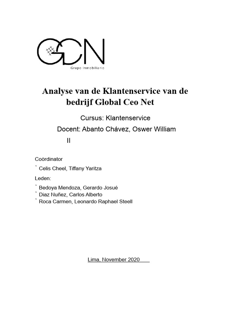 KLANTENSERVICE PROJECT - Global Ceo Net Vastgoed - G2RT | PDF