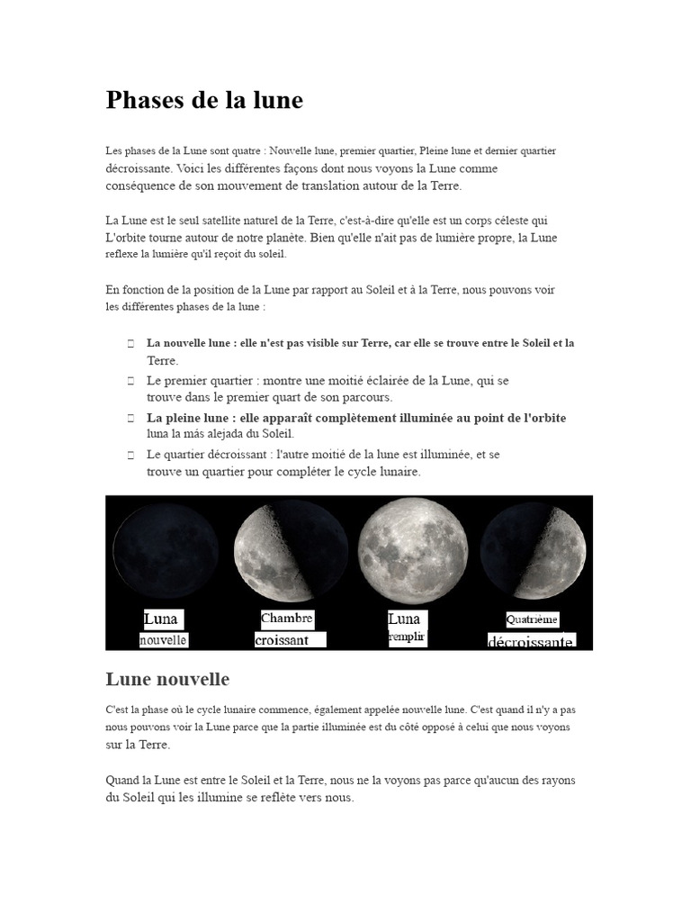 Phases de La Lune | PDF | Lune | Sciences physiques
