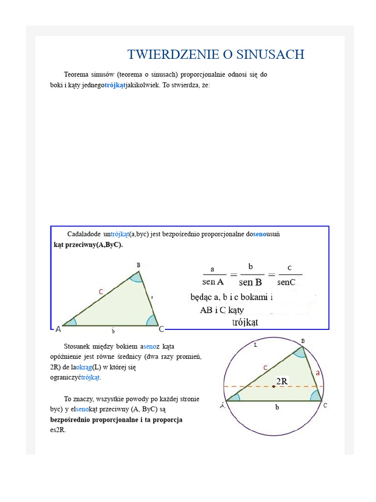 Twierdzenie Sinusów | PDF
