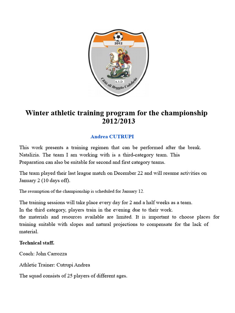 Winter Preparation 1 Category | PDF | Strength Training | Aerobic Exercise