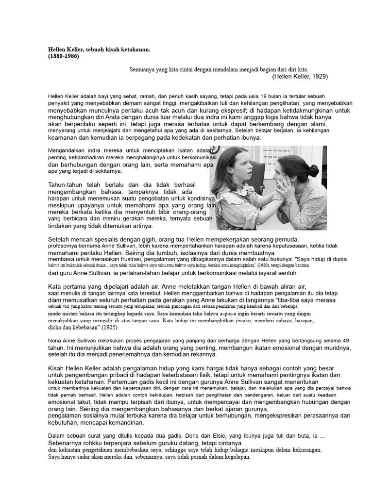 Hellen Keller: Kisah Ketahanan dan Inspirasi | PDF