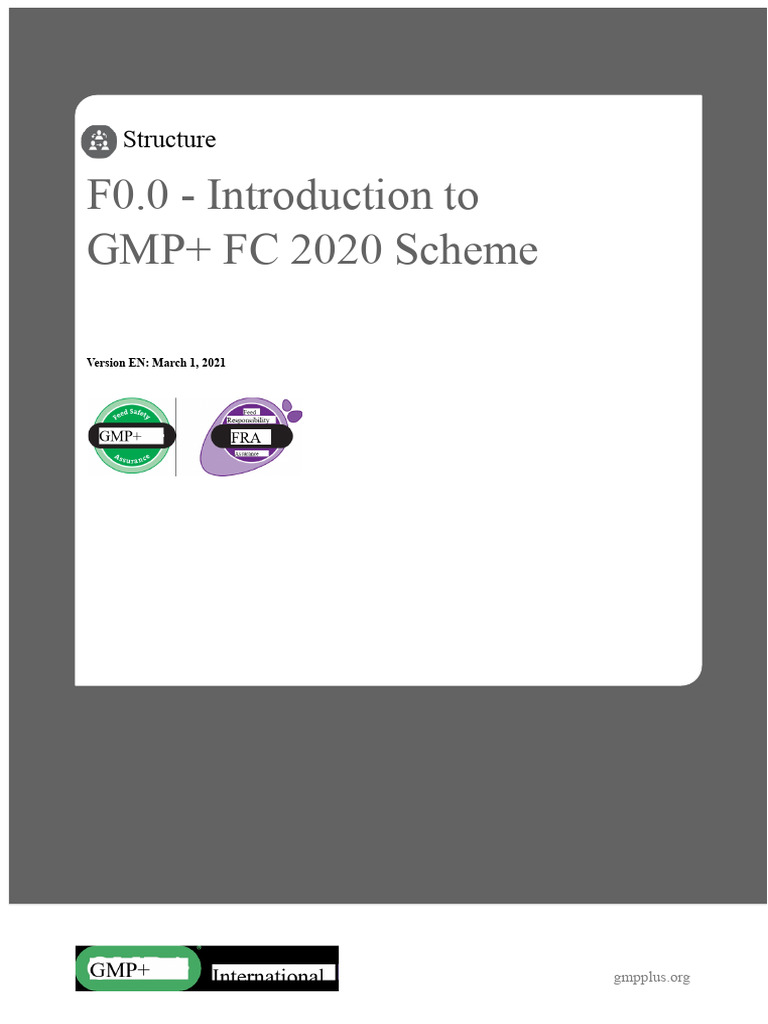 F0.0 - Introduction To The GMP+ FC 2020 Scheme - SPANISH | PDF | Safety ...