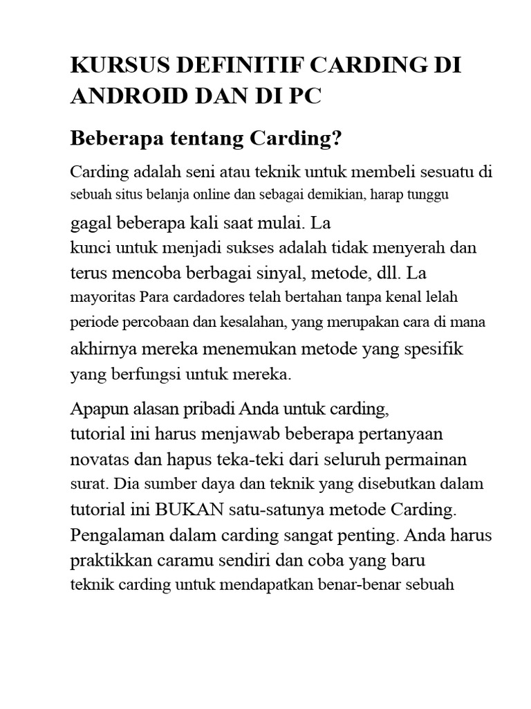 Tutorial Carding Lengkap-1 | PDF