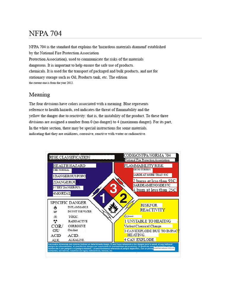 Norma-NFPA-704.pdf | PDF | Combustion | Dangerous Goods