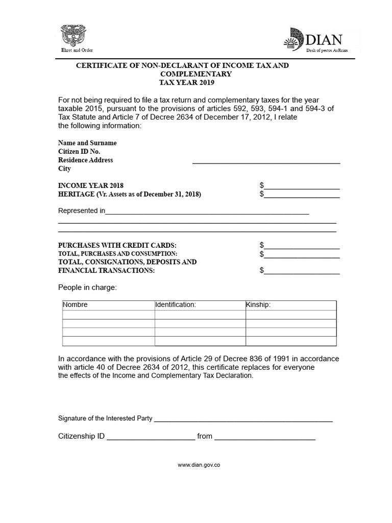 Income Tax Declaration Certificate | PDF