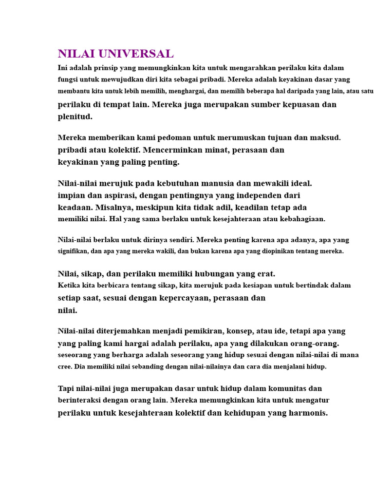 Nilai-Nilai Universal | PDF