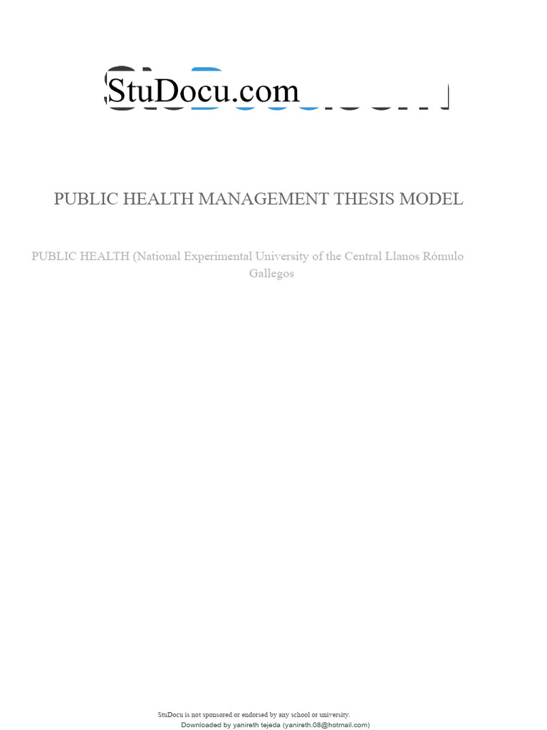 Public Health Management Thesis Model 2016 | PDF | Strategic Planning