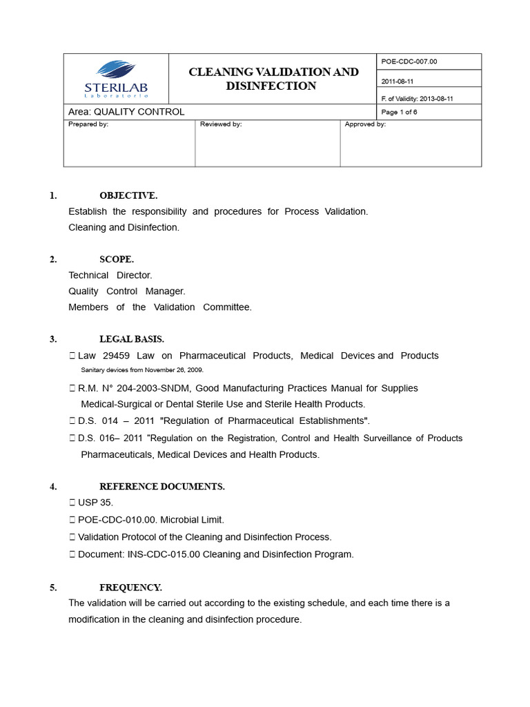 Cleaning Validation Procedures Guide | PDF | Verification And ...