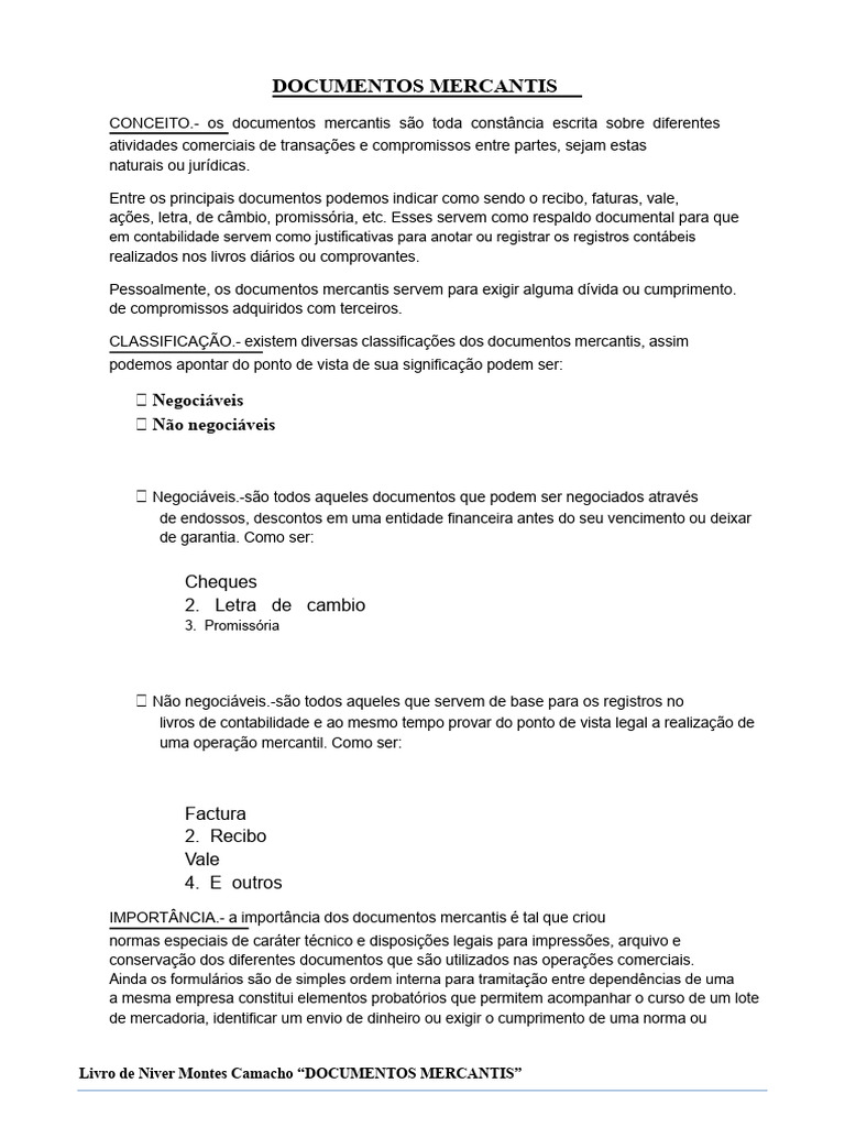 Documentos Mercantis Utb | PDF | Cheque (banco) | Cartão de crédito