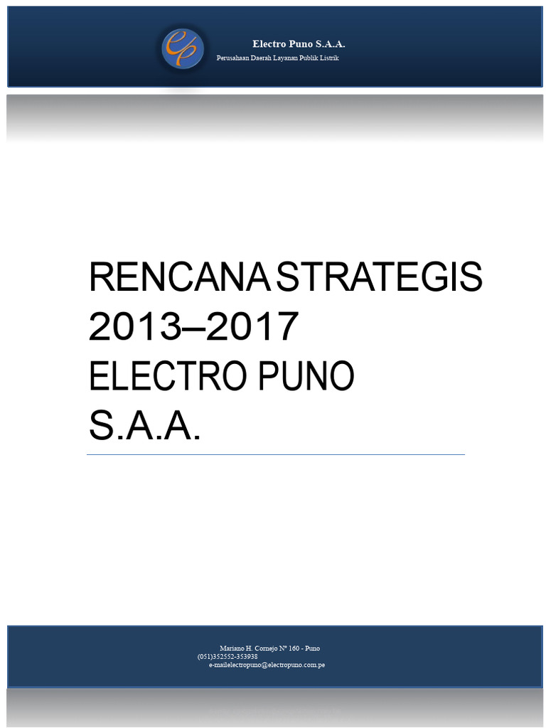 Rencana Strategis Electro Puno 2013-2017 | PDF