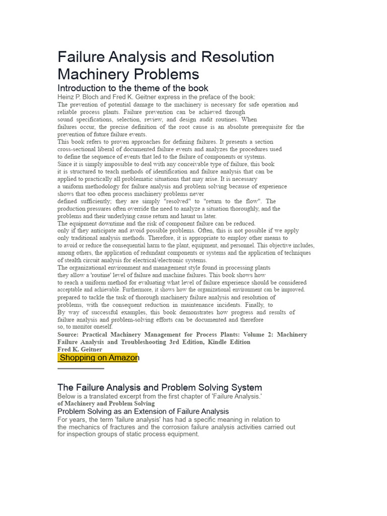 Machinery Failure Analysis Techniques | PDF | Wear | Failure Analysis