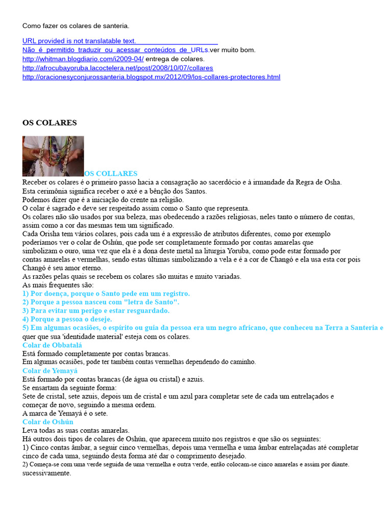 Como Fazer Os Colares de Santeria | PDF | Vermelho | Cor