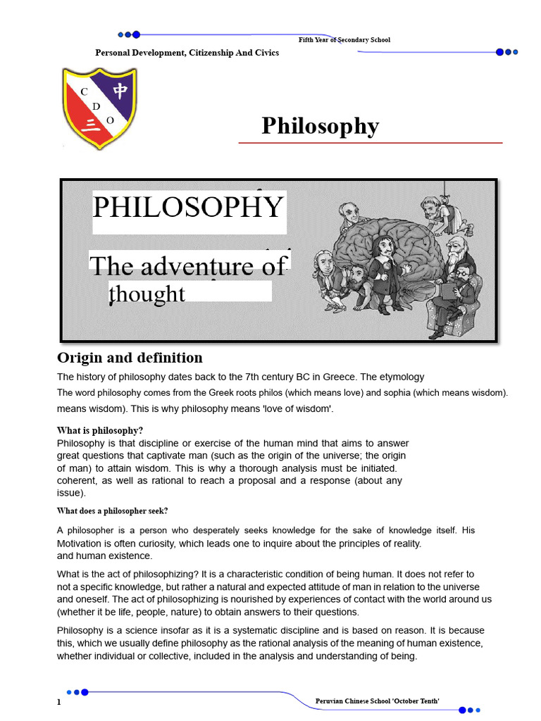 Philosophy For Fifth Year of Secondary School Peru | PDF | Existence ...