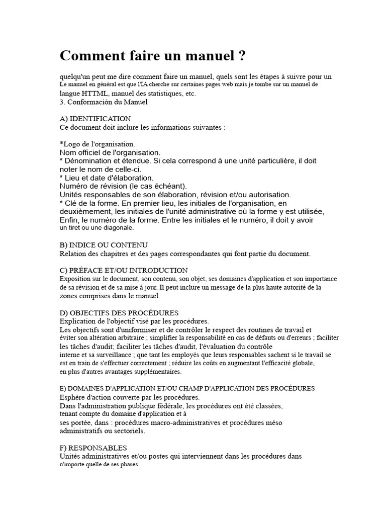Guide pratique pour créer un manuel | PDF | Audit
