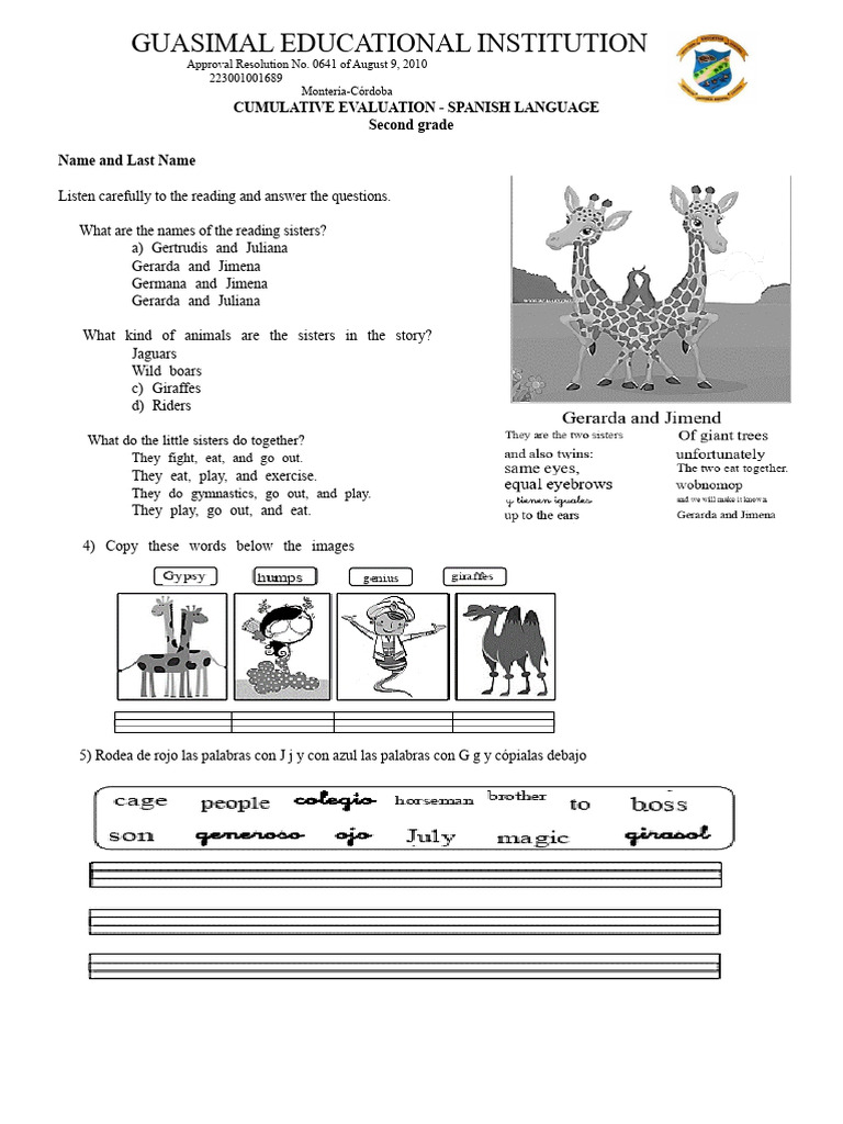 Cumulative Spanish Language II Period 2023 | PDF