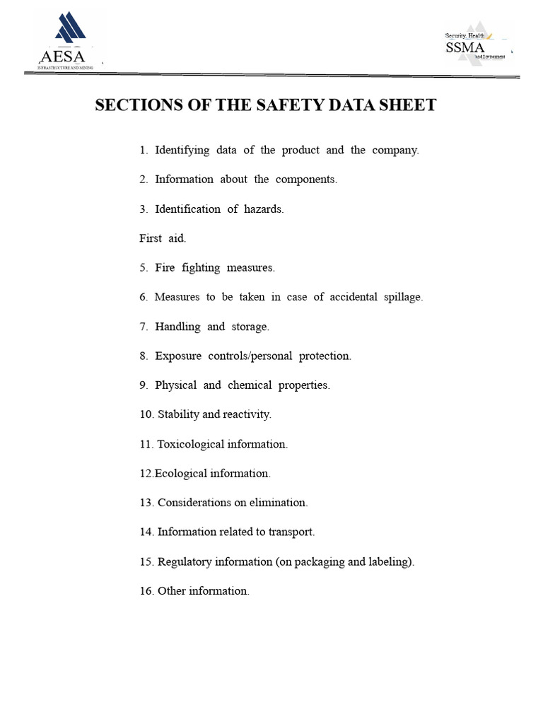 Safety Data Sheet Sections Overview | PDF